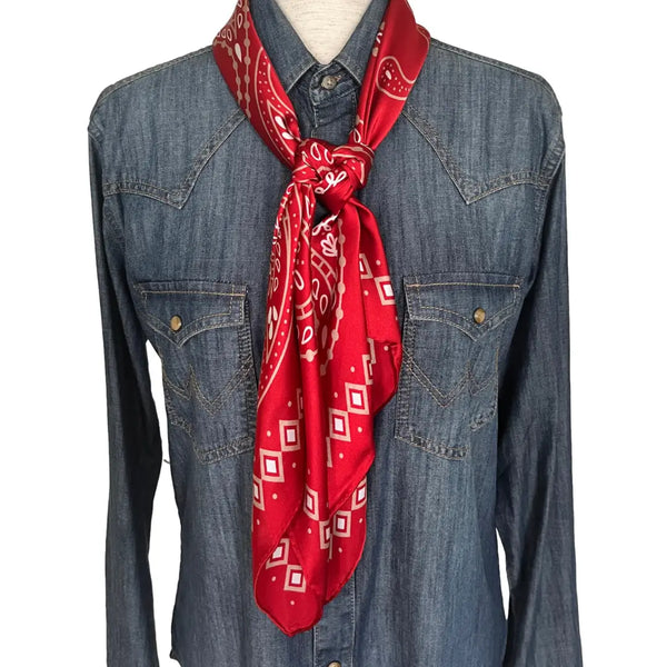 Paisley Wild Rags (Blaze) | Red Silk Scarf - Cowtown Wild Rags